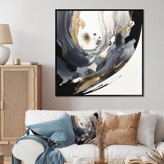 Designart "Black And Gold Harmony Of Marble V" Abstract Marble Framed Wall Art Prints - Bed Bath ...